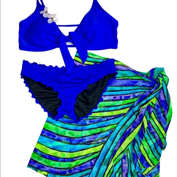 Tailor Sallee | Swim | Upcycled Big Wave Bikini With Sarong | Poshmark